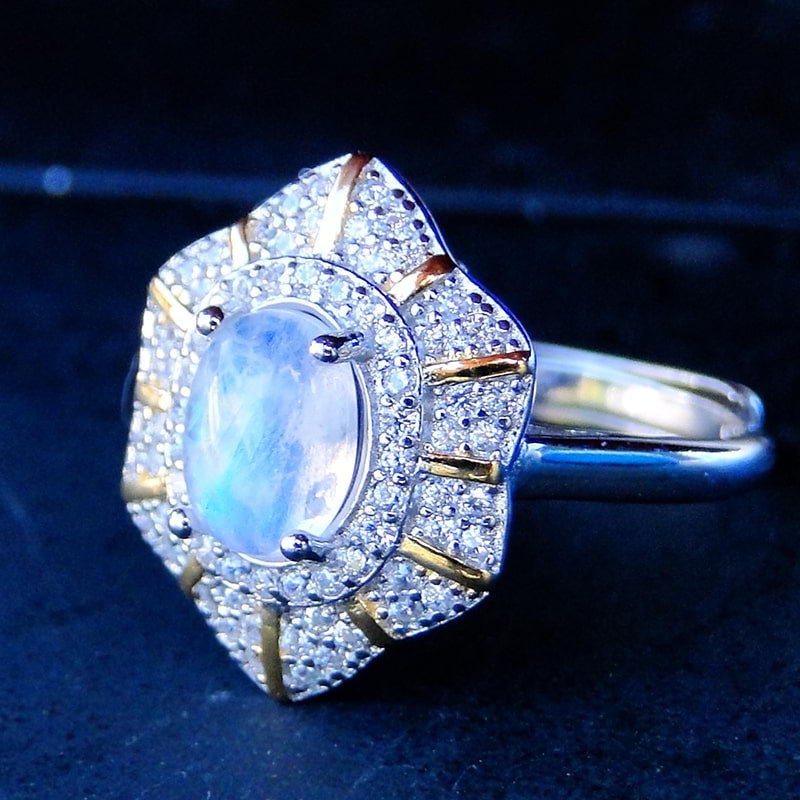 Natural Moonstone Engagement Ring | Moonstone Store