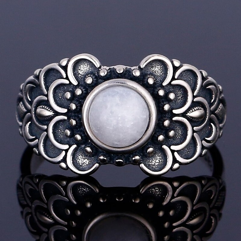 Grey Moonstone Ring Silver | Moonstone Store
